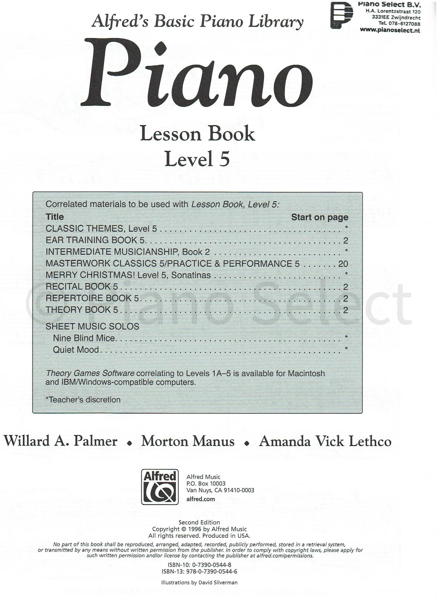 Lesboek Niveau 5 - Alfred Basic Piano Library - PianoSelect.nl
